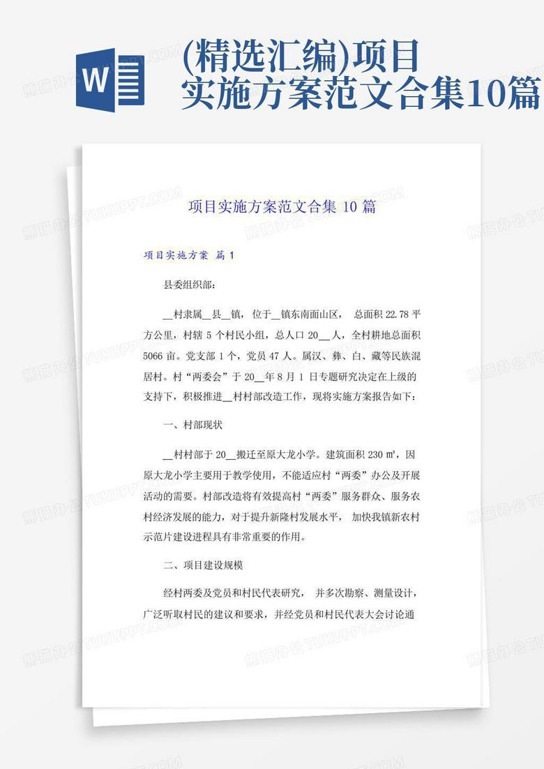 精选汇编 项目实施方案范文合集10篇Word模板下载 编号qkyeamjo 熊猫办公