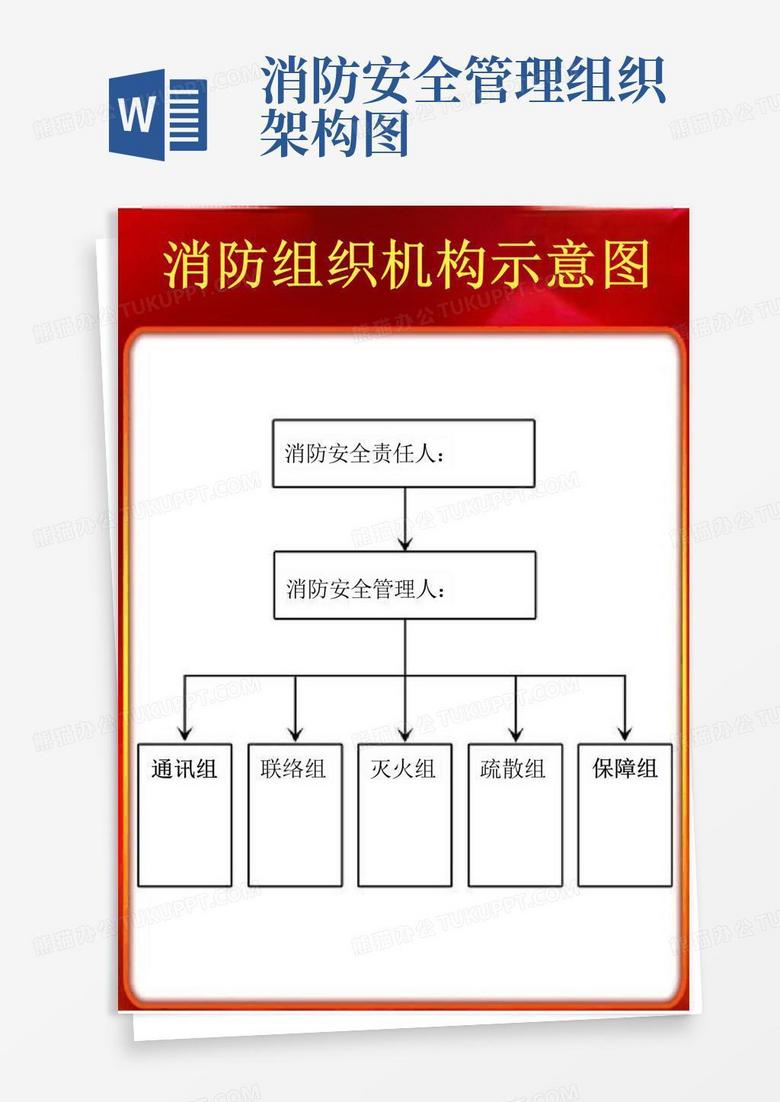 消防安全管理组织架构图 Word模板下载 编号lwnkjkgd 熊猫办公