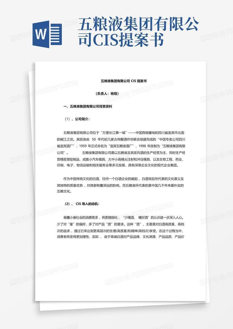 五粮液集团有限公司cis提案书 Word模板下载 编号qmmoomgo 熊猫办公