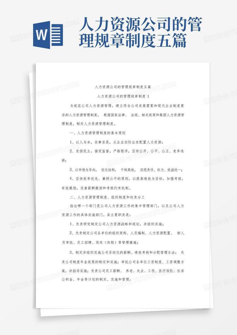 人力资源公司的管理规章制度五篇Word模板下载 编号lzjravyd 熊猫办公