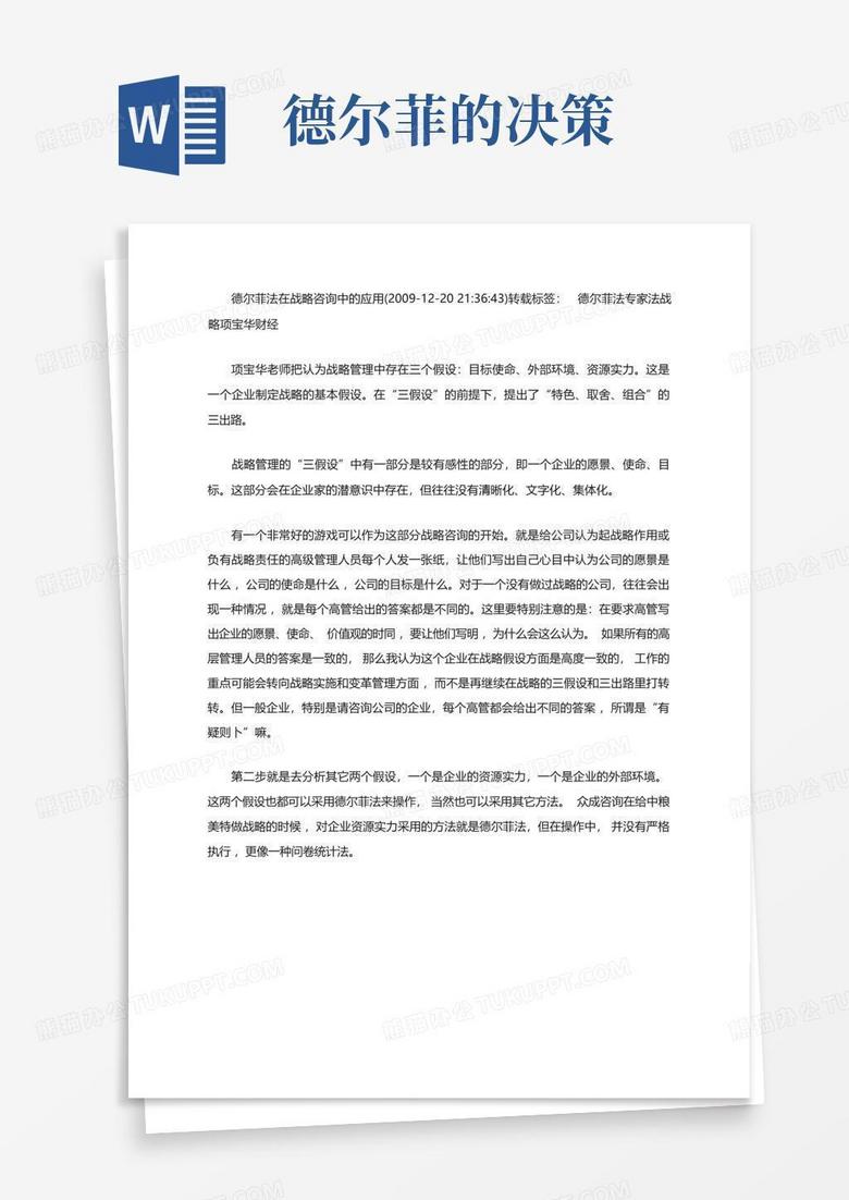 德尔菲的决策 Word模板下载 编号qwnyjbdn 熊猫办公