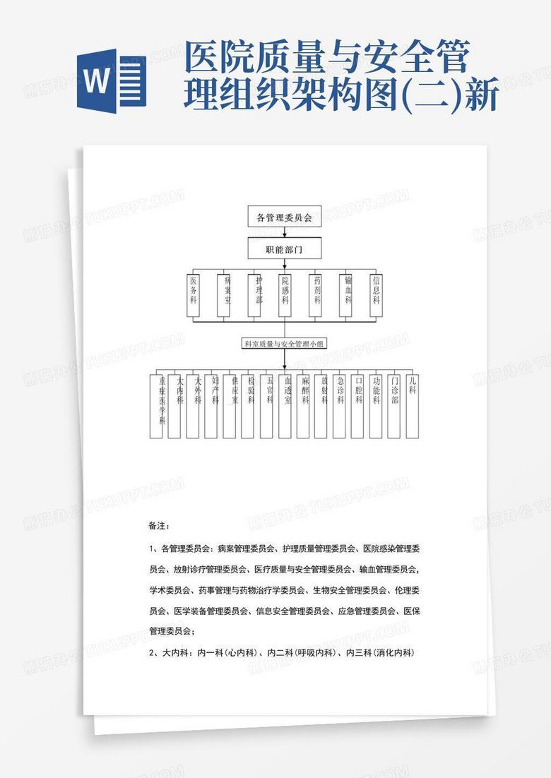 医院质量与安全管理组织架构图 二 新Word模板下载 编号qgodnywm 熊猫办公
