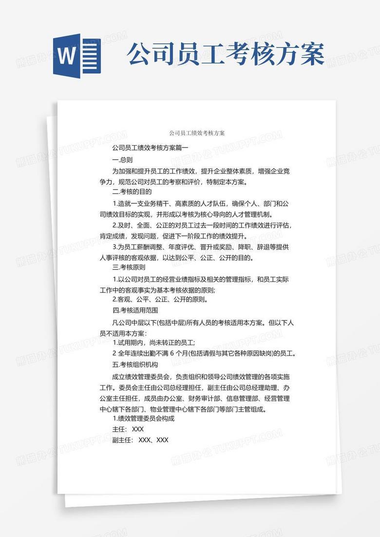 公司员工绩效考核方案 策划方案 Word模板下载 熊猫办公