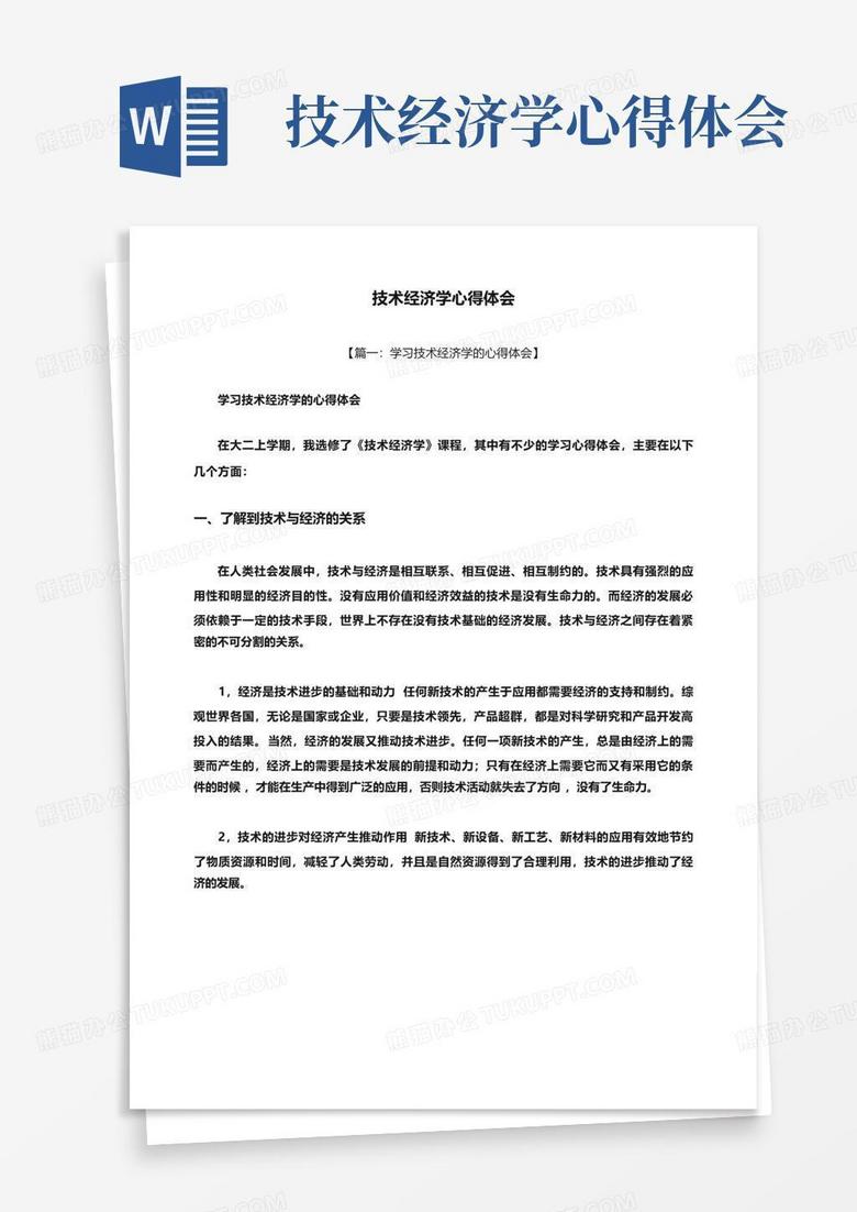 技术经济学心得体会 Word模板下载 编号qejyxkne 熊猫办公