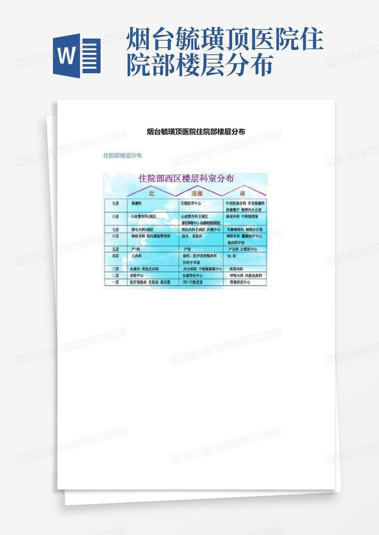 烟台毓璜顶医院住院部楼层分布 Word模板下载 编号lwnrdvaz 熊猫办公