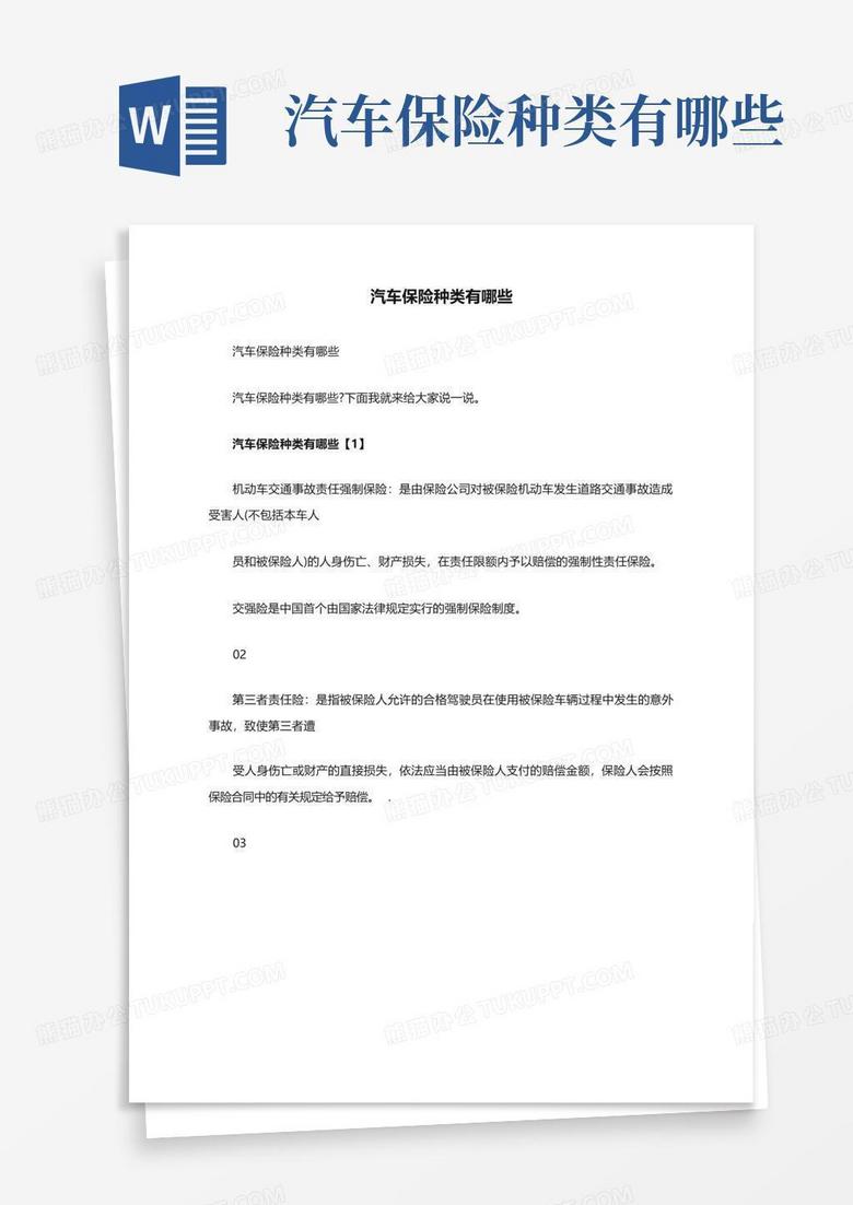 汽车保险种类有哪些Word模板下载 编号qekykgmm 熊猫办公