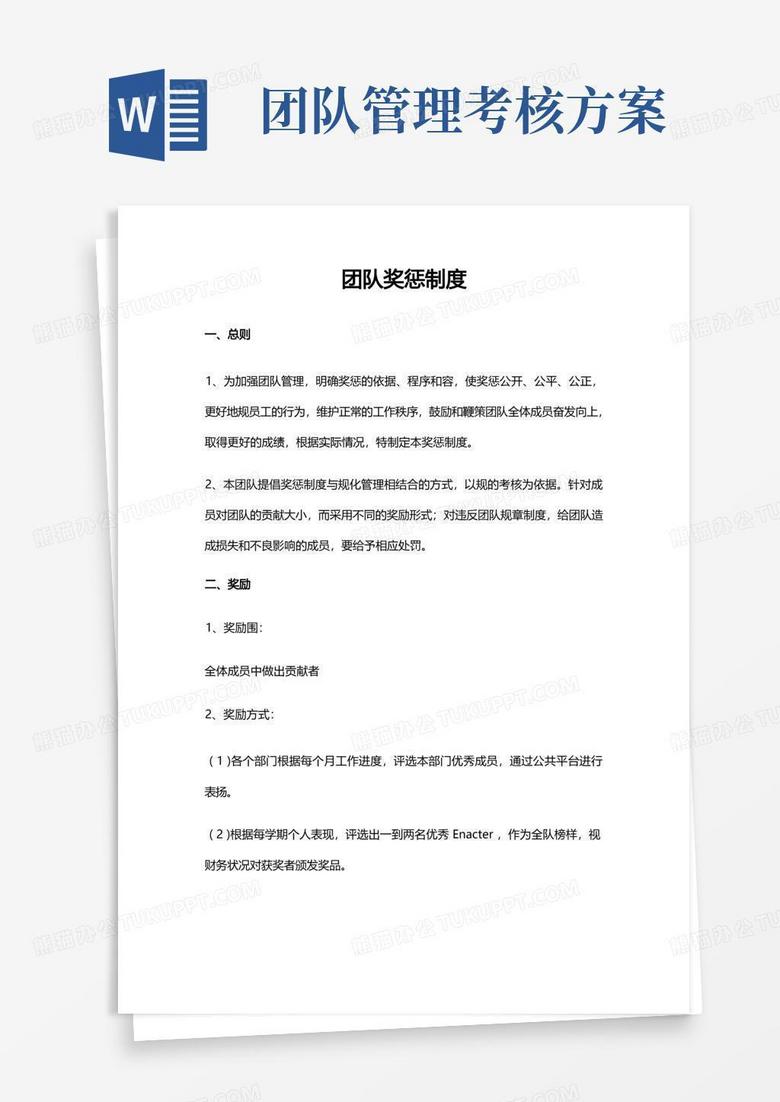 团队奖惩及绩效规章制度Word模板下载 熊猫办公