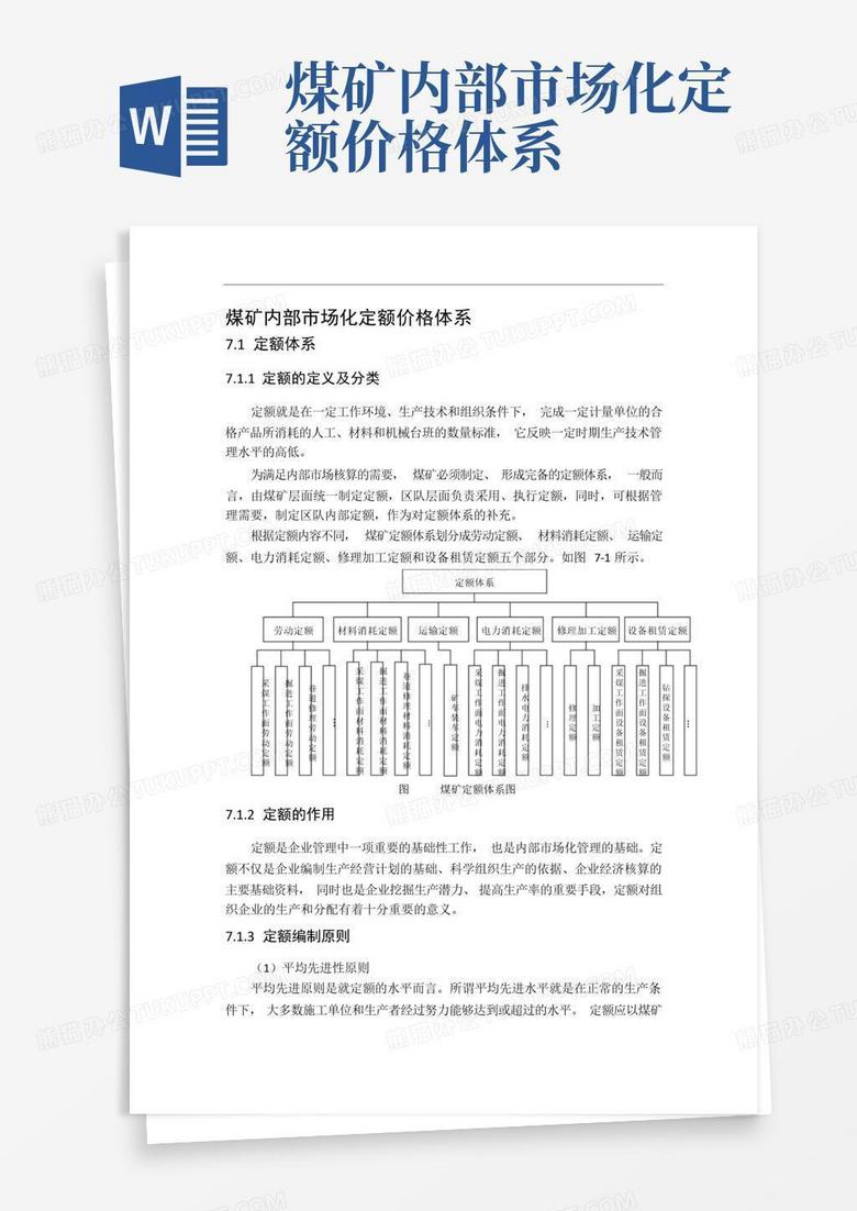 煤矿内部市场化定额价格体系Word模板下载 编号lxvwgykp 熊猫办公