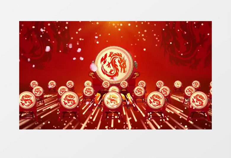 红金喜庆晚会中国鼓节目动态背景视频素材下载 aep格式 熊猫办公