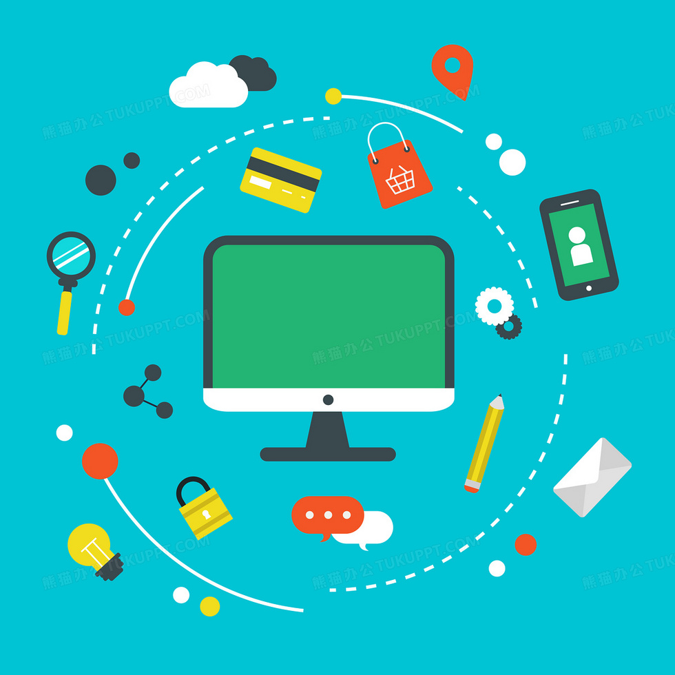 移动互联网生活科技卡通背景素材背景图片素材免费下载_熊猫办公