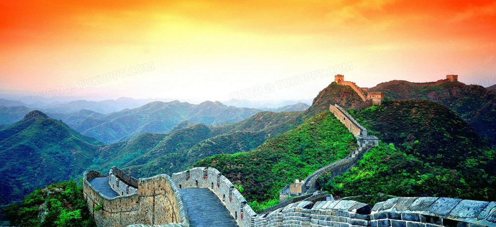 风景天空红云长城背景背景图片素材免费下载_熊猫办公