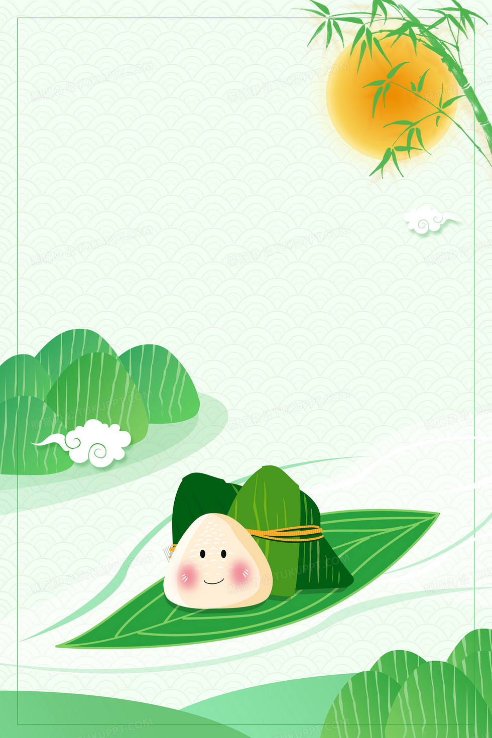清新卡通端午节传统美食粽子背景背景图片素材免费下载_熊猫办公
