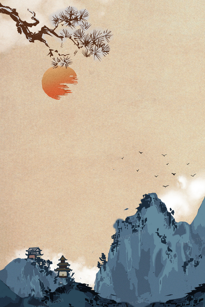 复古古朴中国风山水背景背景图片素材免费下载_熊猫办公