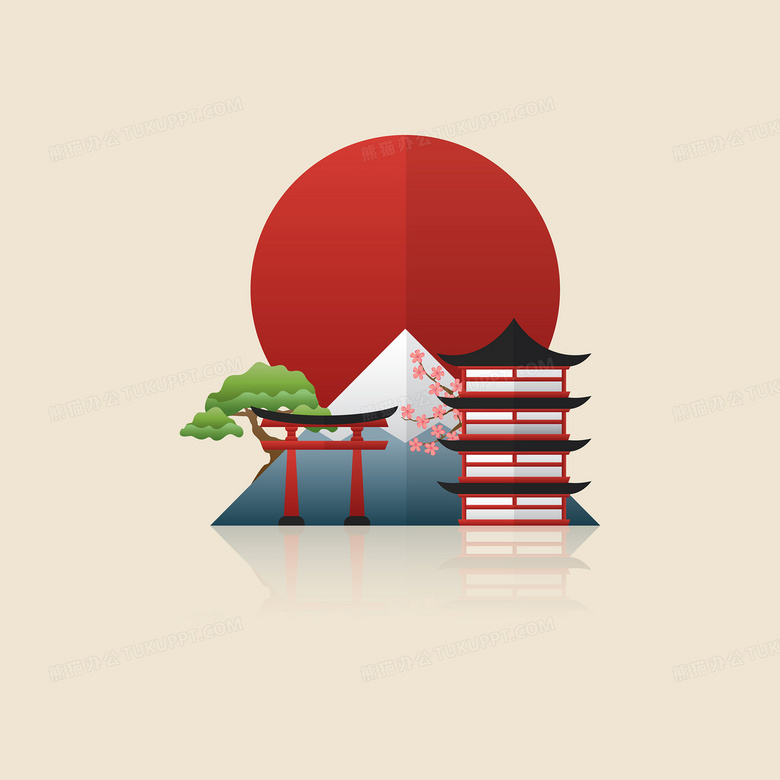 日本风景扁平化背景背景图片素材免费下载_熊猫办公