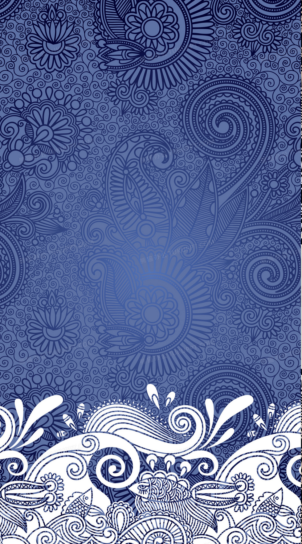 蓝色古朴民族花纹背景素材背景图片素材免费下载_熊猫办公