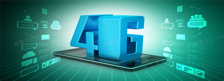 4g网络图标科技背景背景图片素材免费下载_熊猫办公