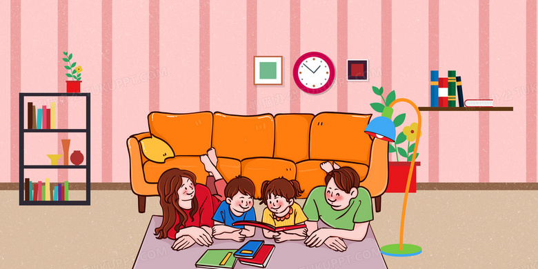 创意家庭教育质感插画背景背景图片素材免费下载_熊猫办公