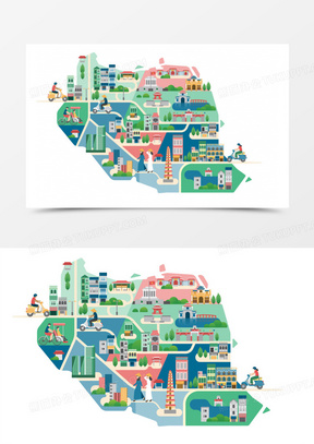 卡通地图素材_卡通地图图片_卡通地图素材图片下载_熊猫办公