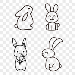 一组写意线描风兔子套图合集元素PNG图片素材下载_兔子PNG_熊猫办公