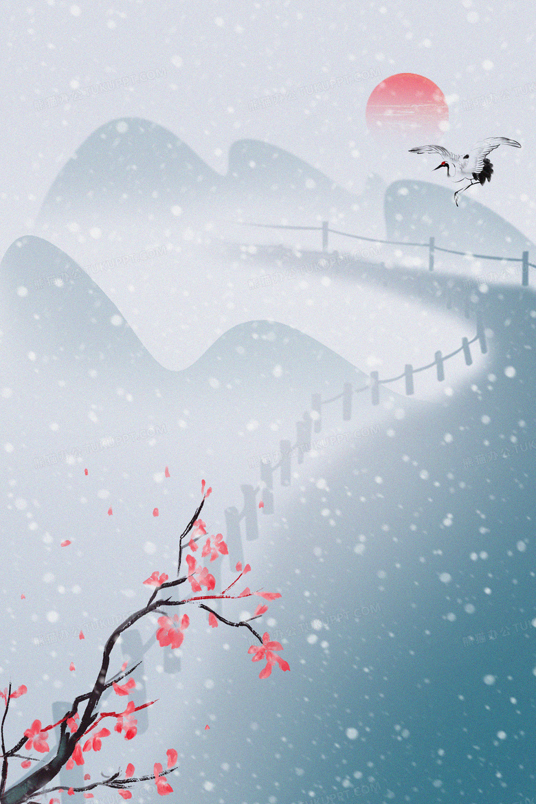 中国水墨风冬天景色背景背景图片素材免费下载_熊猫办公