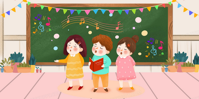 卡通儿童唱歌主题背景背景图片素材免费下载_熊猫办公