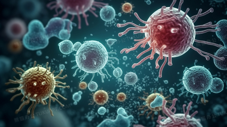 显微镜观察微观世界中的细菌病毒概念背景插画图片素材下载_jpg格式_熊猫办公