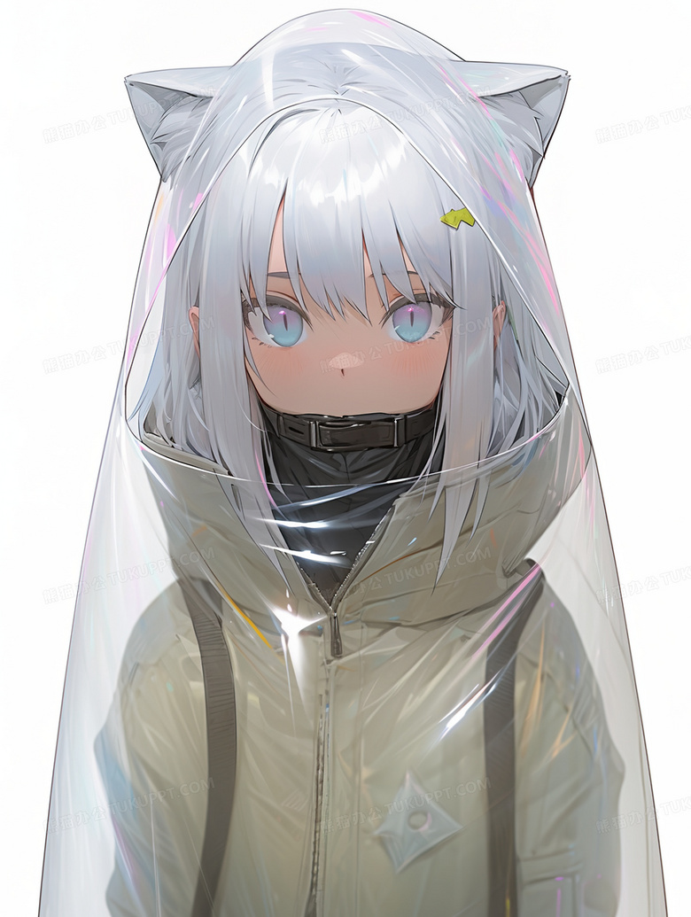 唯美卡通穿雨衣的创意女孩插画图片素材下载 格式 熊猫办公