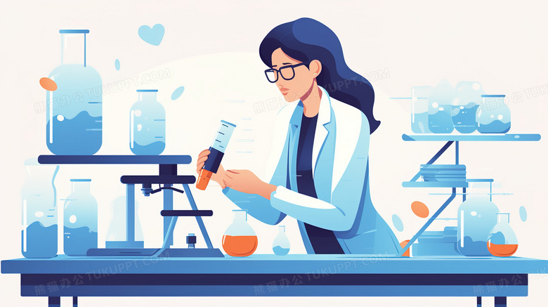 科研化学实验女士人物插画图片素材下载_jpg格式_熊猫办公