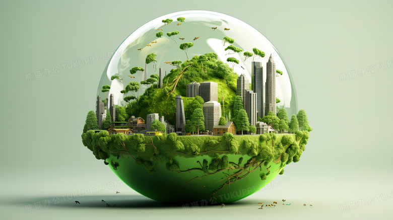 3d立体c4d绿色环保地球模型插画图片素材下载_jpg格式_熊猫办公