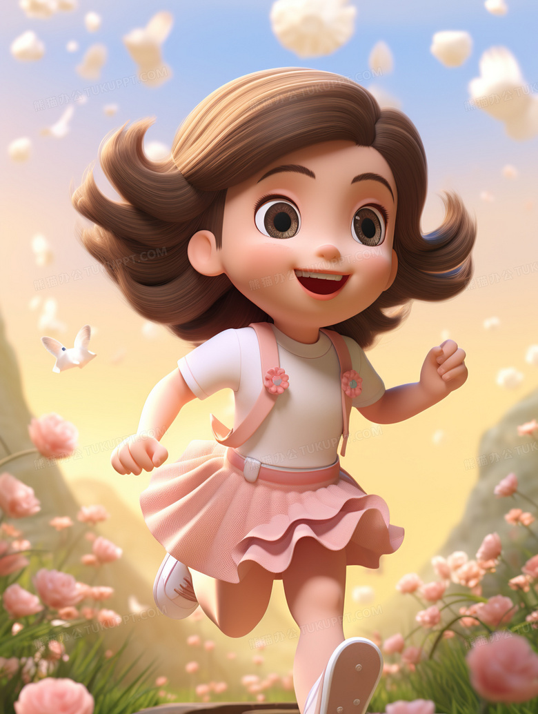 卡通唯美甜美笑容小女孩人物插画图片素材下载_jpg格式_熊猫办公