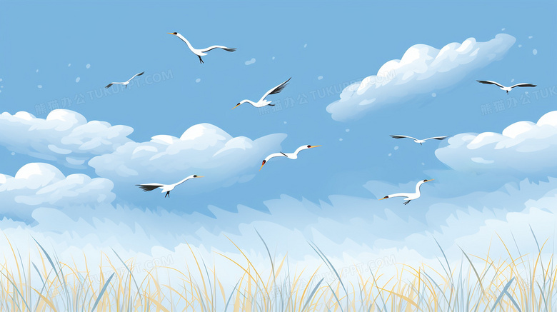 节气卡通蓝天白云插画图片素材下载_jpg格式_熊猫办公