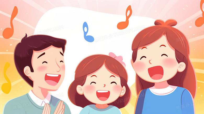 卡通人物在一起唱歌插画图片素材下载_jpg格式_熊猫办公