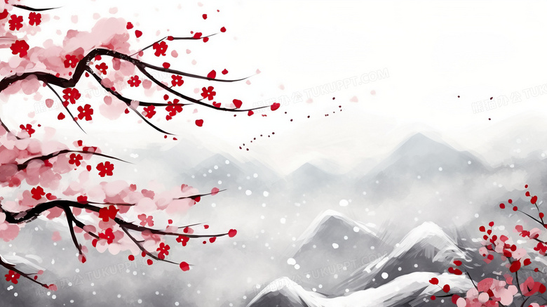 冬天节气中国风雪景唯美氛围感插画图片素材下载_jpg格式_熊猫办公