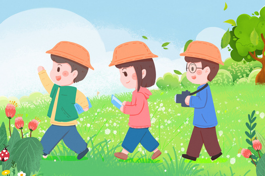 夏令营科技馆研学卡通插画图片素材下载_psd格式_熊猫办公