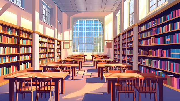 开学同学去图书馆插画图片素材下载_psd格式_熊猫办公