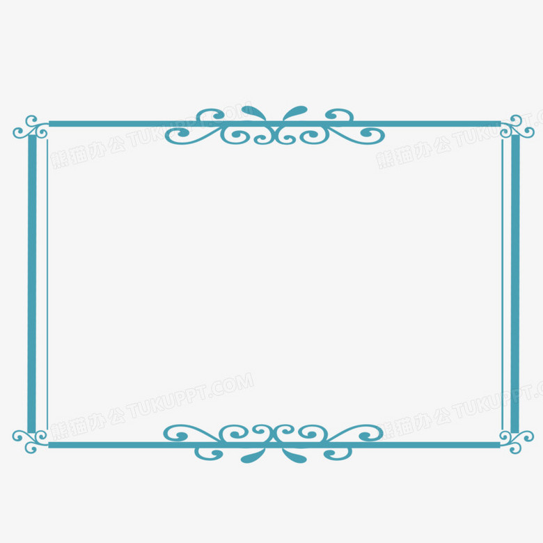 古风花边蓝色边框纹理插画元素PNG图片素材下载_古风边框PNG_熊猫办公