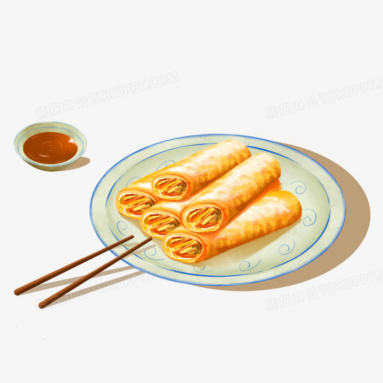 手绘美食春卷免扣元素PNG图片素材下载_元素PNG_熊猫办公