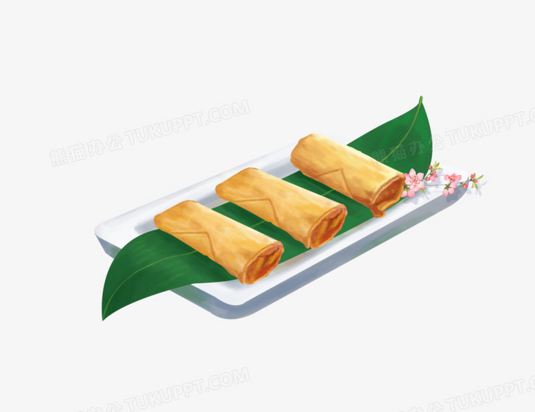 手绘中式立春美食春卷PNG图片素材下载_手绘PNG_熊猫办公