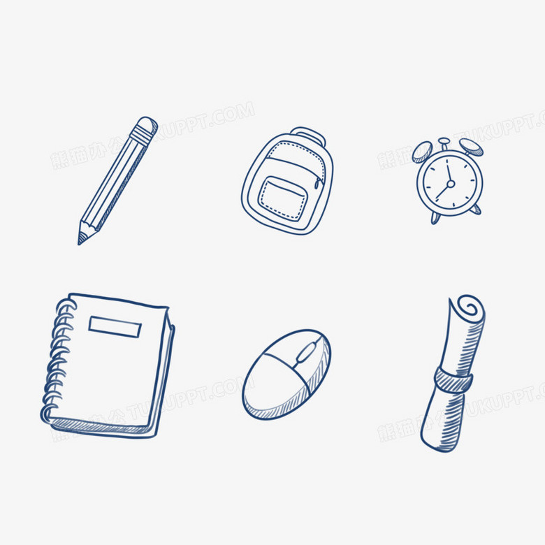 手绘学习用品文具简笔画系列十PNG图片素材下载_文具PNG_熊猫办公