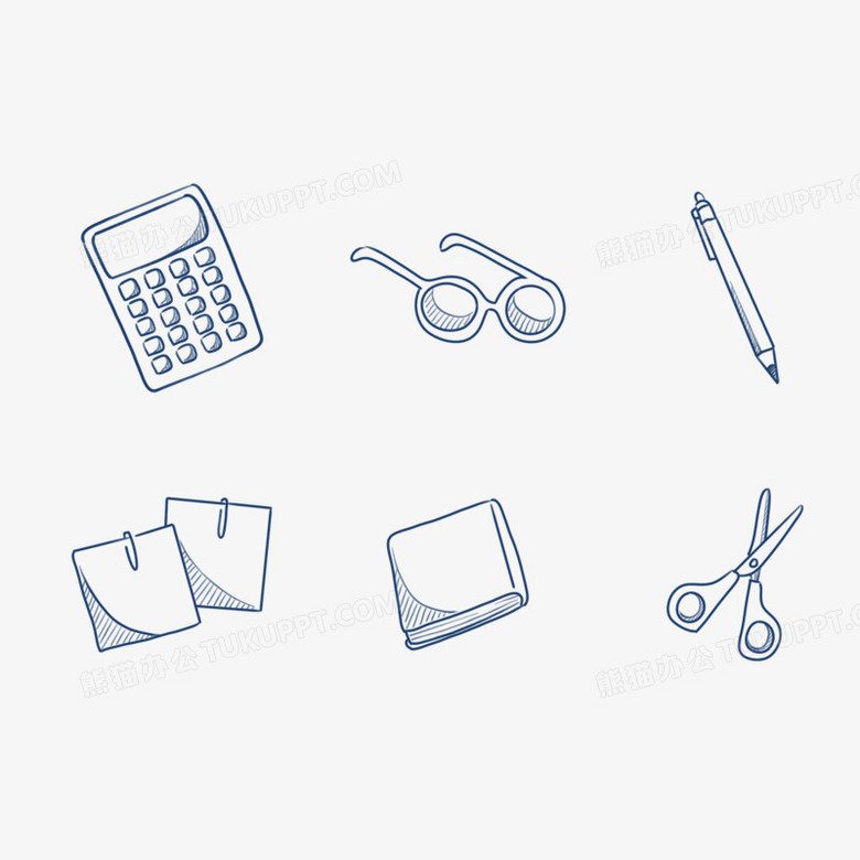 手绘学习用品文具简笔画系列二PNG图片素材下载_文具PNG_熊猫办公
