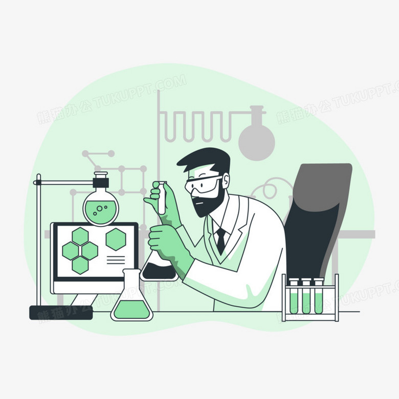 线条插画风科研人员在做实验场景元素PNG图片素材下载_人员PNG_熊猫办公