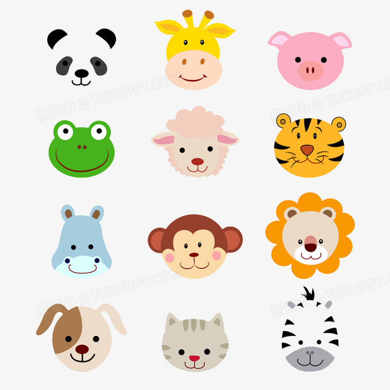 卡通动物头像PNG图片素材下载_动物PNG_熊猫办公