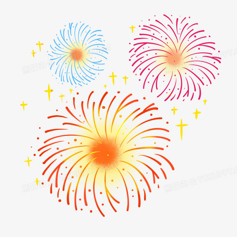 春节美丽多彩烟花PNG图片素材下载_美丽PNG_熊猫办公