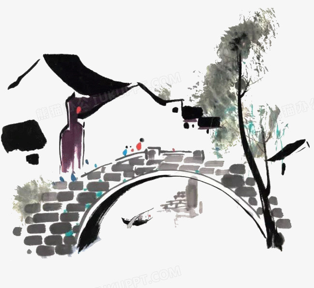 中国风水墨桥PNG图片素材下载_中国PNG_熊猫办公