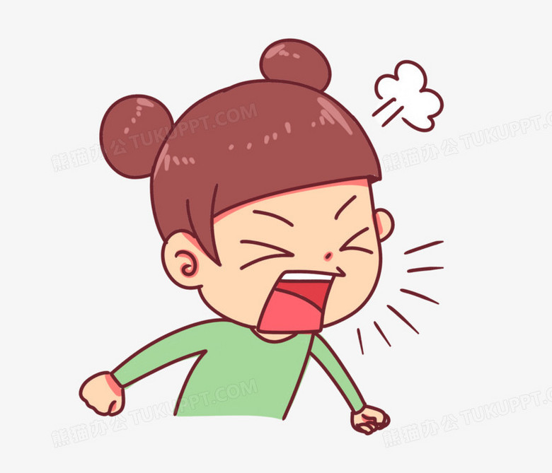 手绘卡通女孩骂人发泄情绪表情PNG图片素材下载_表情PNG_熊猫办公
