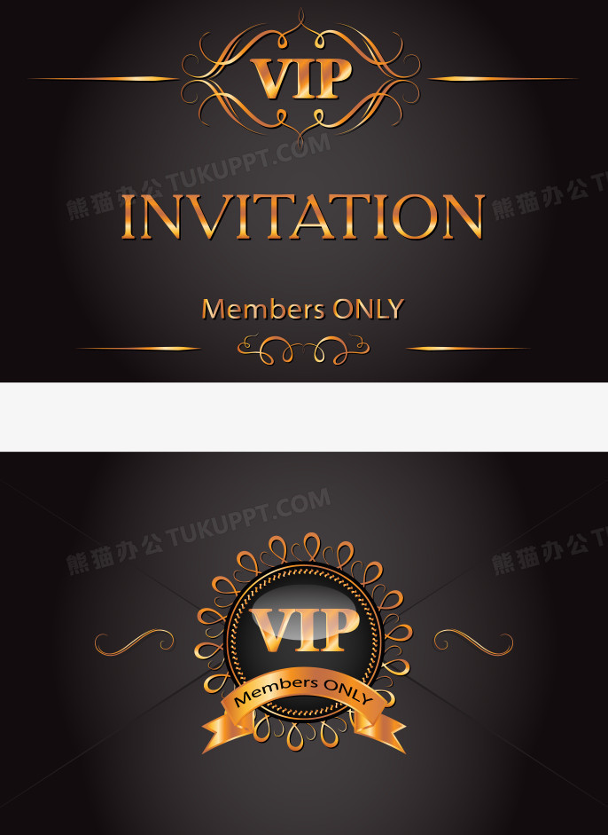 矢量华丽金色花纹vip卡PNG图片素材下载_花纹PNG_熊猫办公