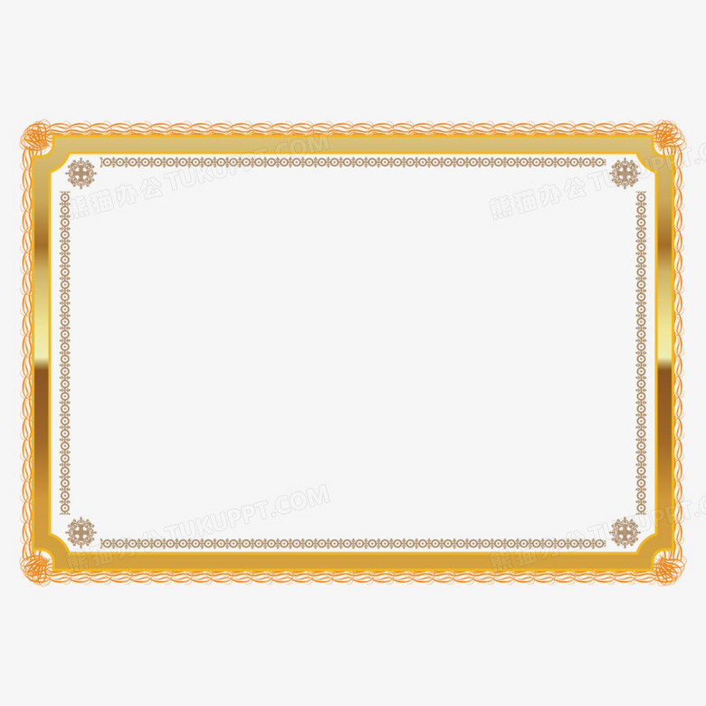 矢量金色奖状边框装饰PNG图片素材下载_金色PNG_熊猫办公