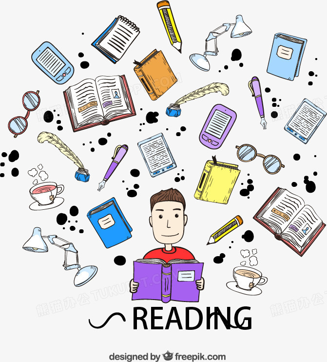 阅读的卡通男子矢量,PNG图片素材下载_男子PNG_熊猫办公