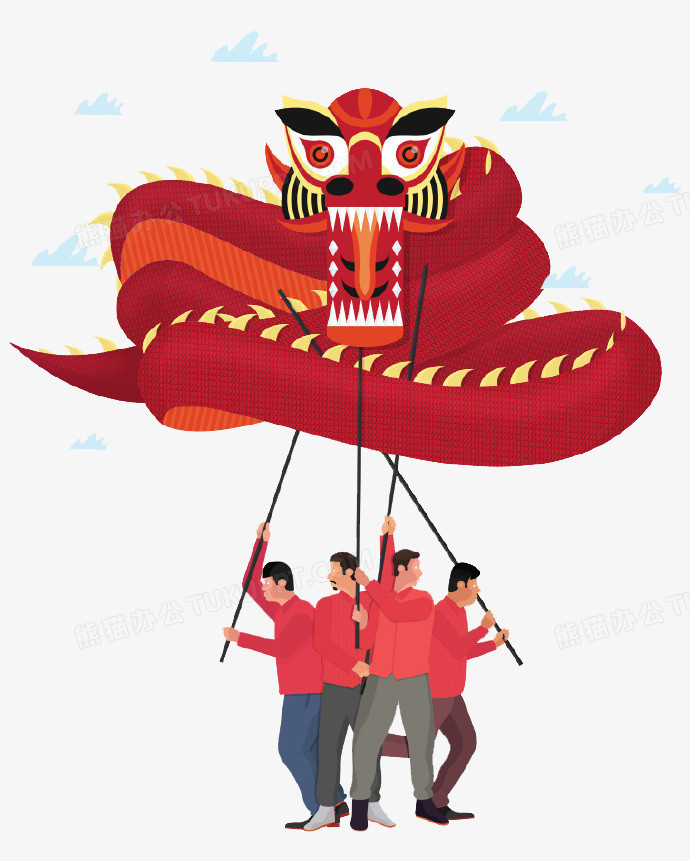 卡通中国舞龙PNG图片素材下载_舞龙PNG_熊猫办公
