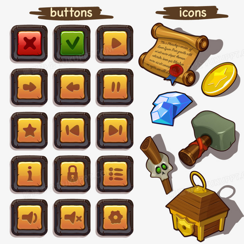 游戏ui交互按钮游戏动画PNG图片素材下载_按钮PNG_熊猫办公